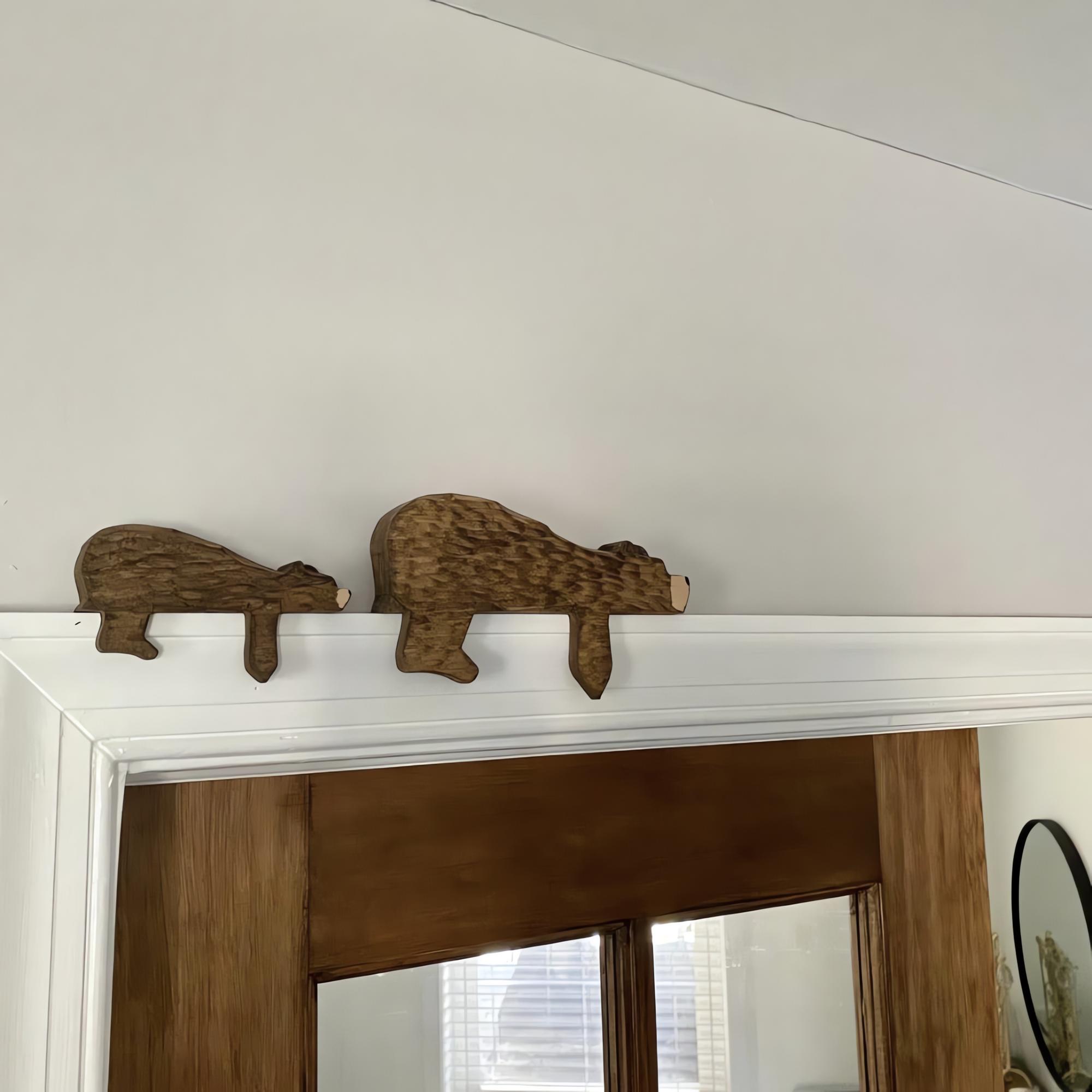 Wooden Bear Door Corner Home Dorm Decor Door Hanging Wooden Decor Over ...