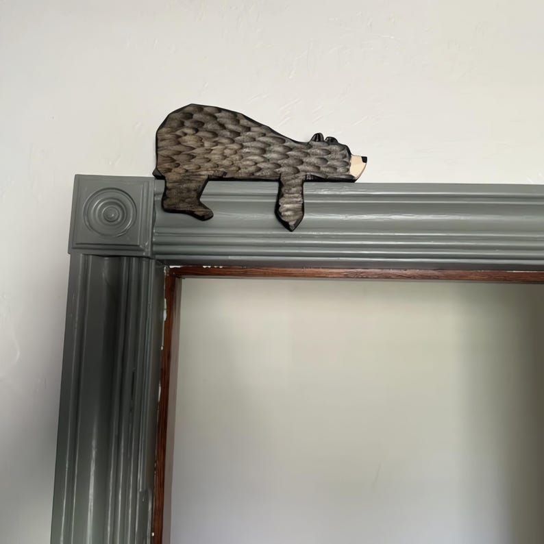 Wooden Bear Door Corner Home Dorm Decor Door Hanging Wooden Decor Over ...