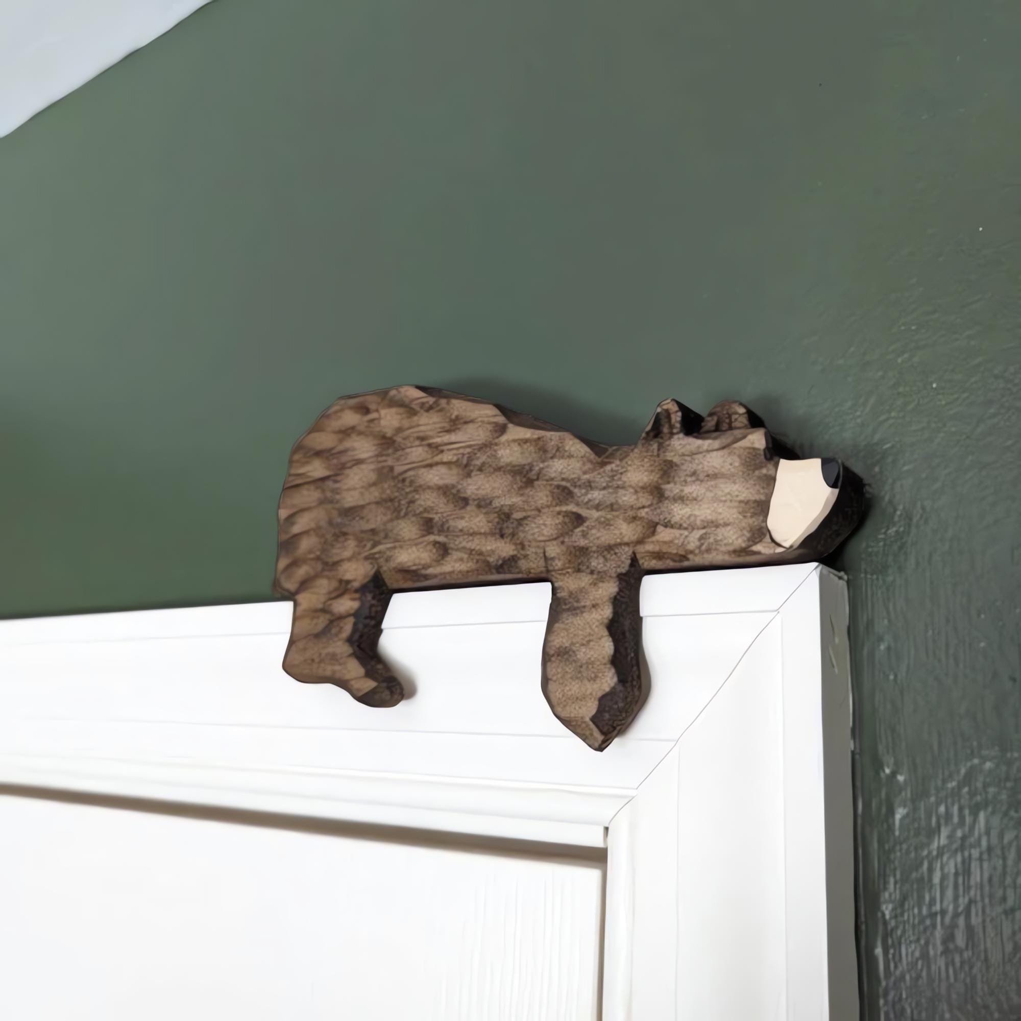 Wooden Bear Door Corner Home Dorm Decor Door Hanging Wooden Decor Over ...