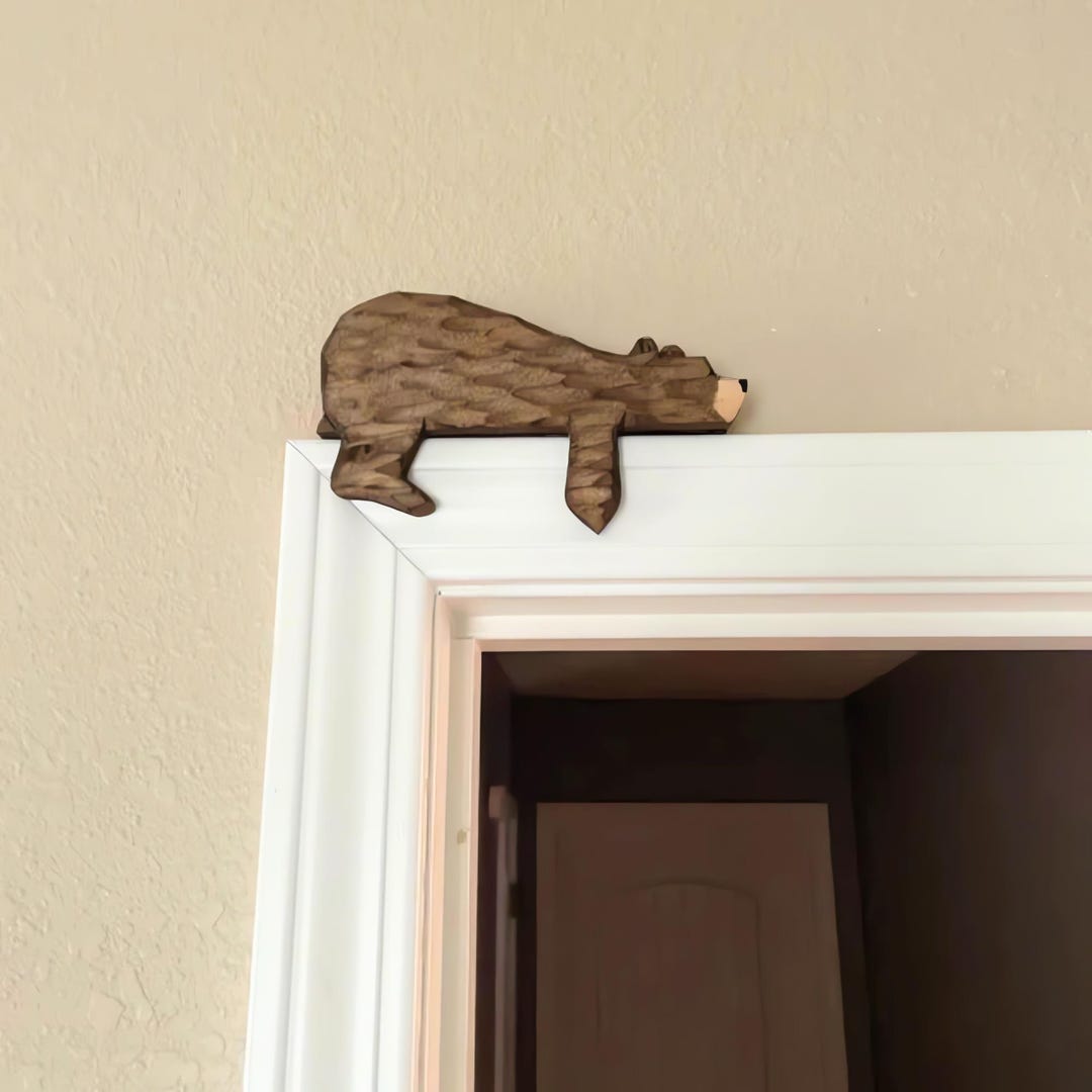 Wooden Bear Door Corner Home Dorm Decor Door Hanging Wooden Decor Over ...