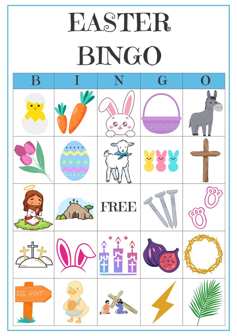 Easter Bingo- Minimal Cutting - Etsy
