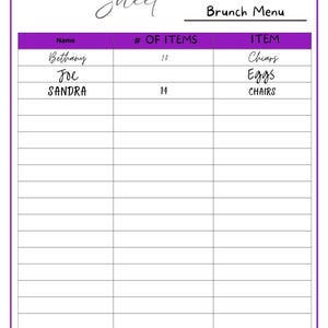 Sign up Sheet Purple - Etsy