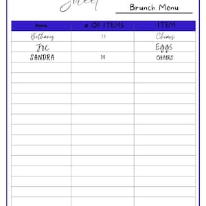 Sign up Sheet- Blue - Etsy