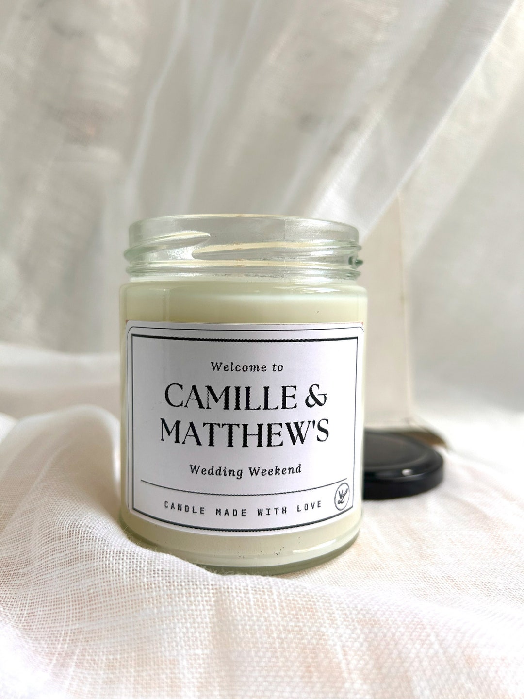 Wedding Day Gift Minimalist Scented Candle, Unique Personalized Wedding ...