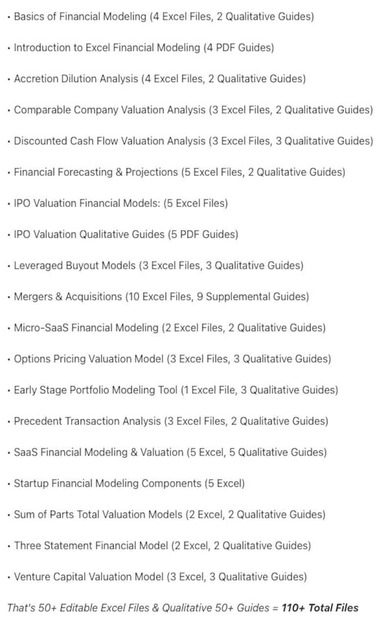 Complete Financial Modeling and Valuation Excel Bundle - Pt. 2 - Etsy