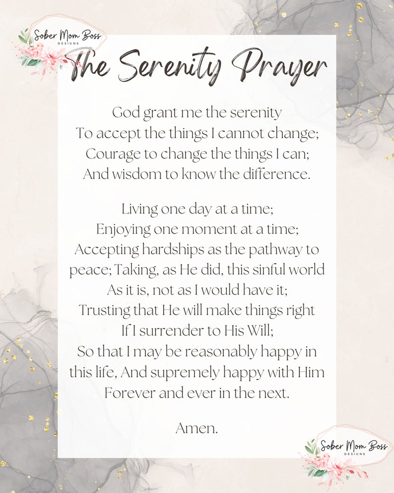 The Full Serenity Prayer - Unframed Print - Reinhold Niebuhr - Sobriety ...