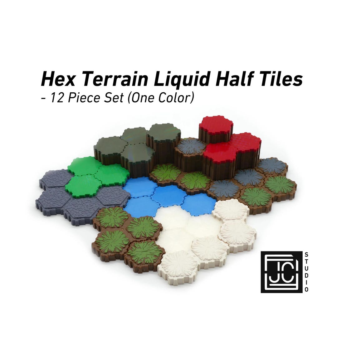 Hero Scape Compatible Hex Terrain Liquid Half Tiles | Tabletop Terrain ...
