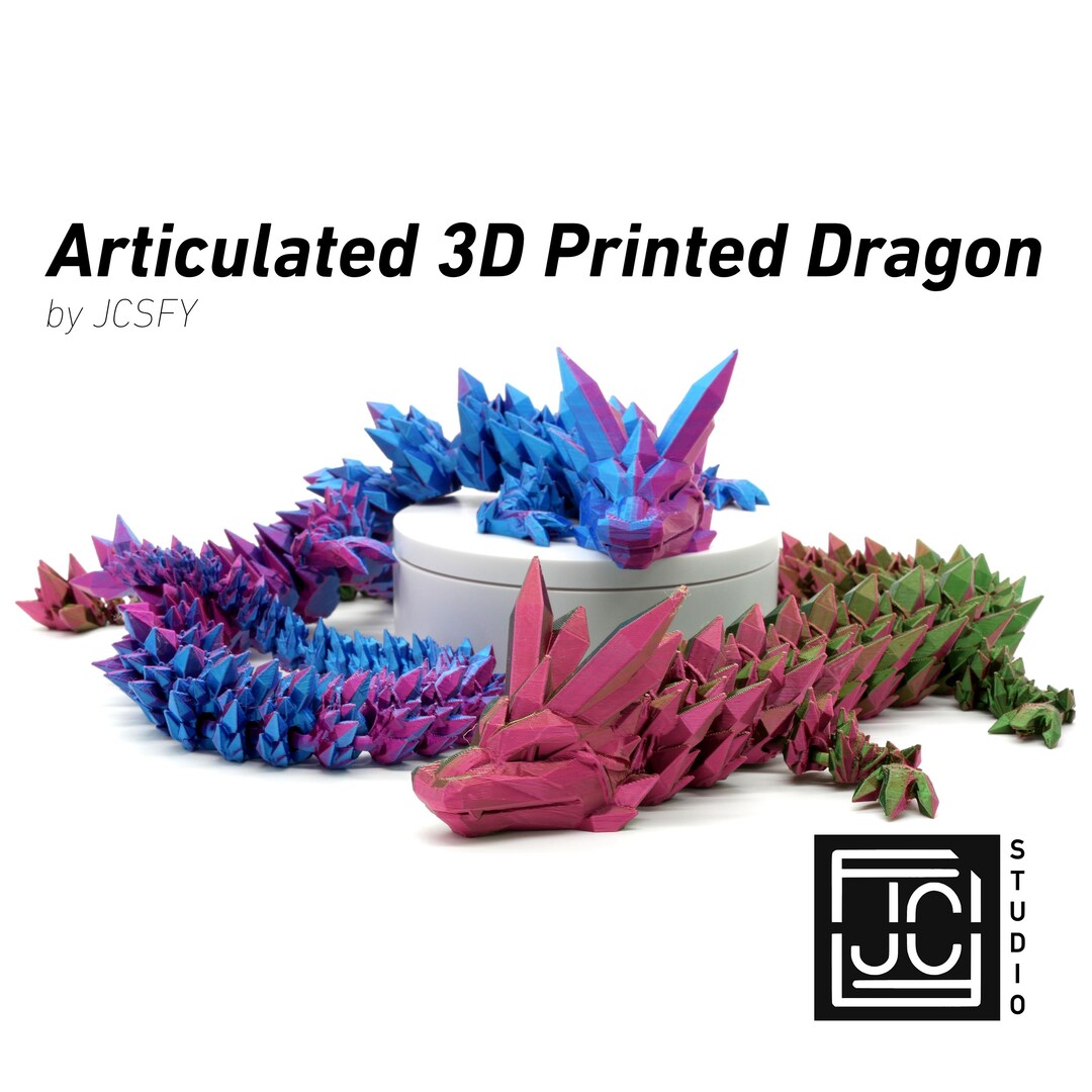Articulated Crystal Dragon 3D Printed With Multi Color Filament ...