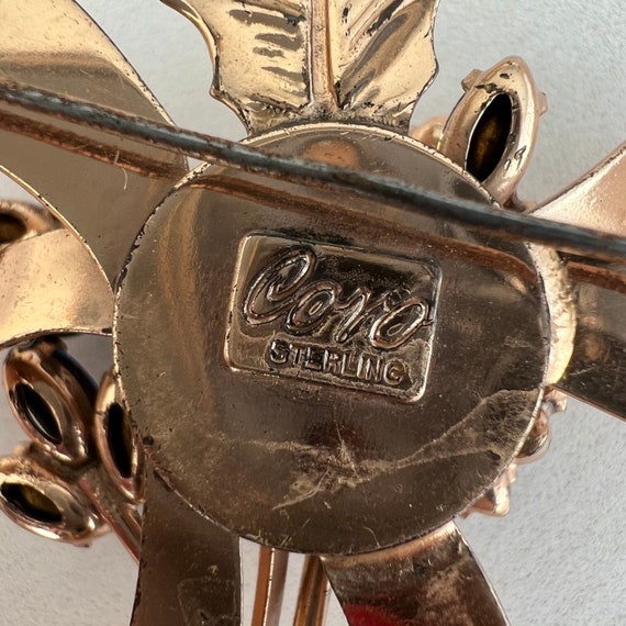 Vintage CORO Sterling brooch big colorful bow floral … - Gem