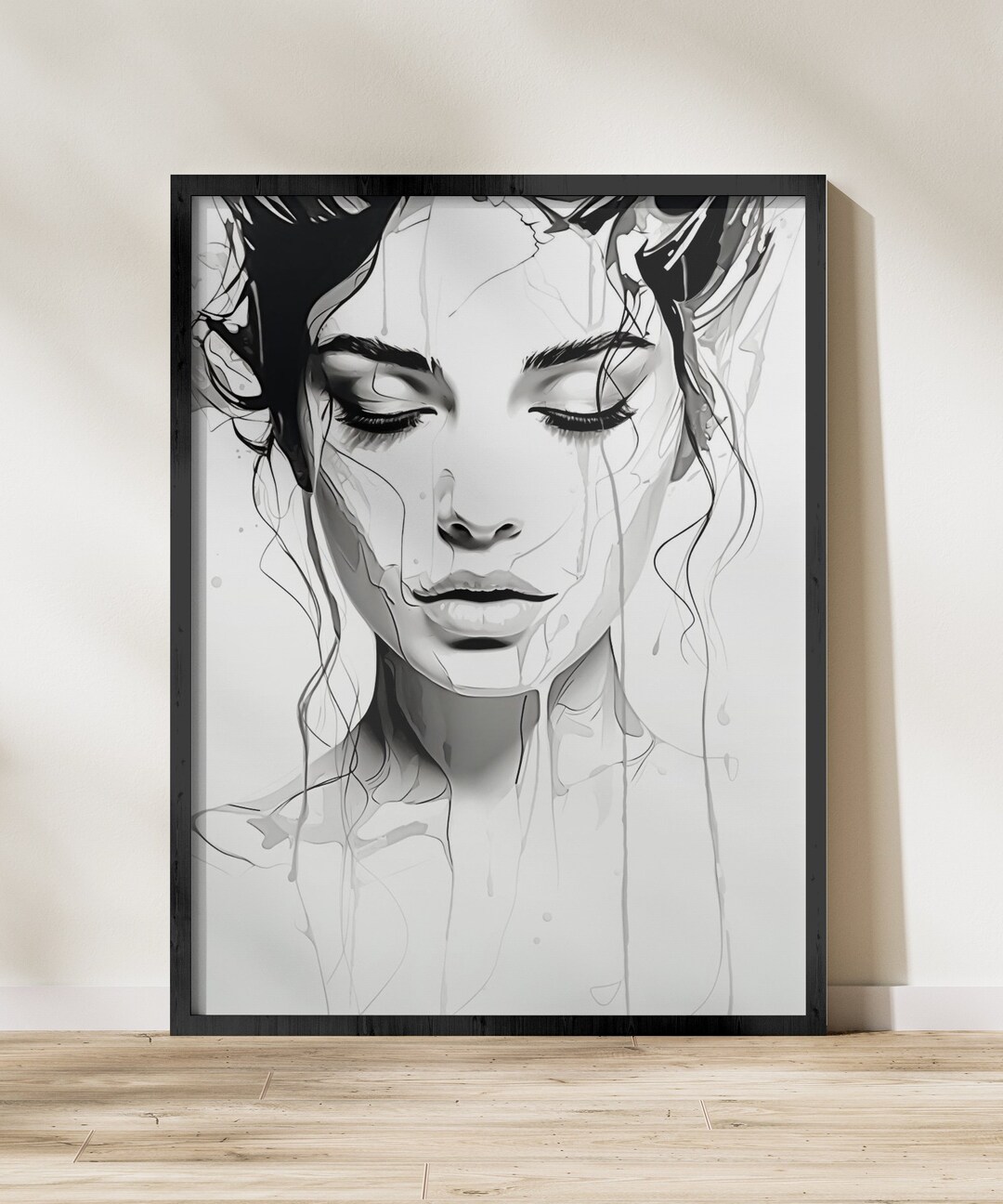 Abstract Art Sketch Art White Design Face Art Woman Design - Etsy