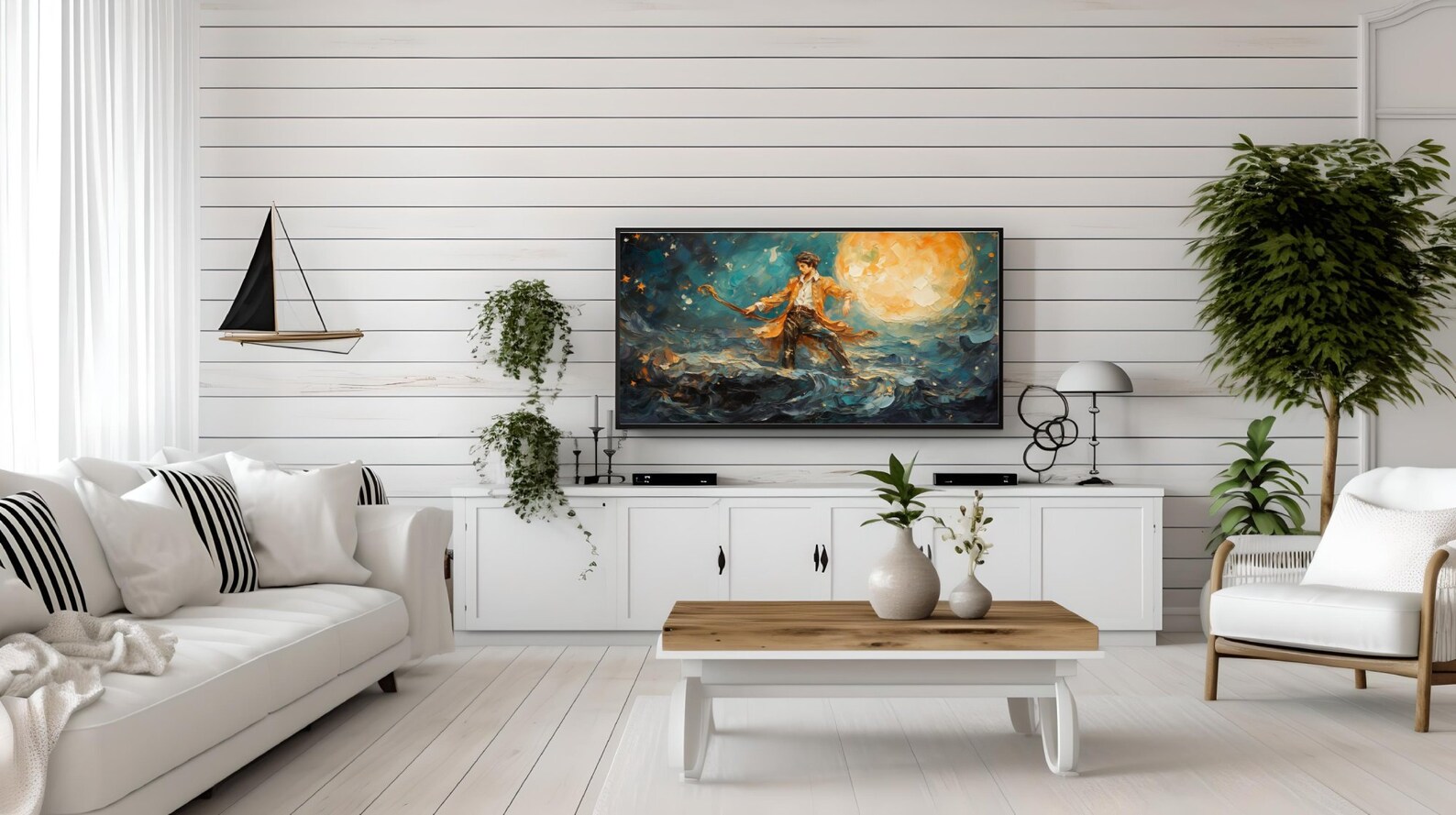 Vintage Ocean Conductor Digital Painting, Textured Artwork for Samsung ...