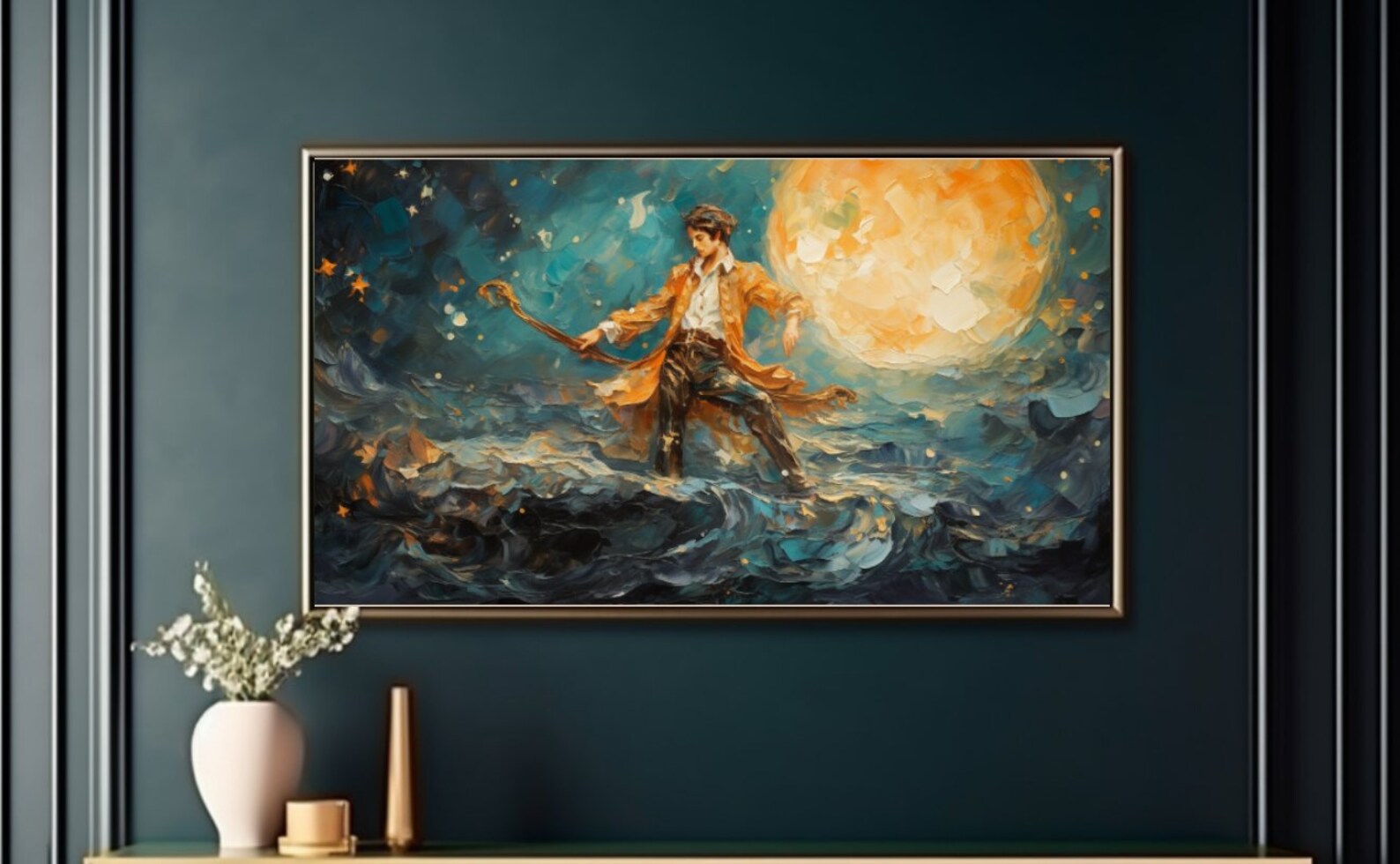 Vintage Ocean Conductor Digital Painting, Textured Artwork for Samsung ...