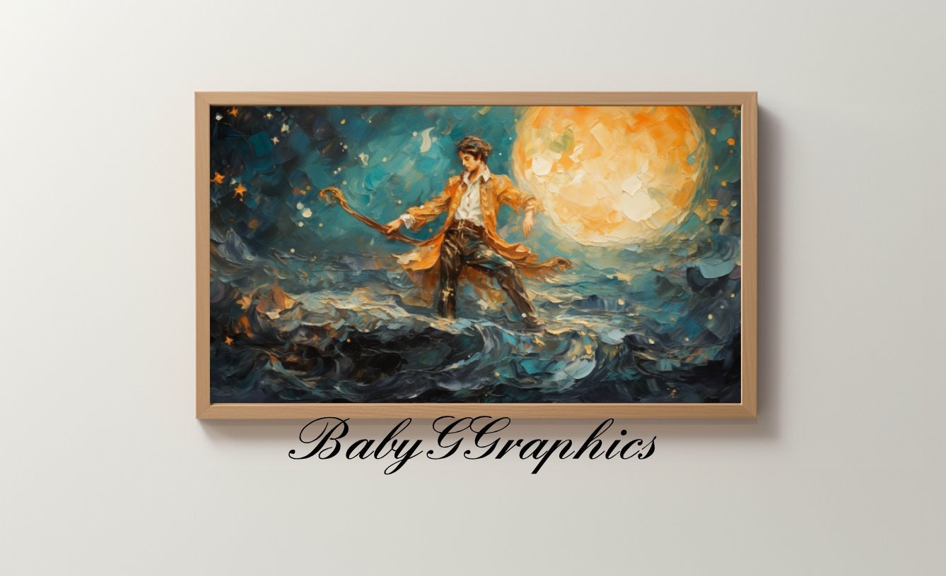 Vintage Ocean Conductor Digital Painting, Textured Artwork for Samsung ...