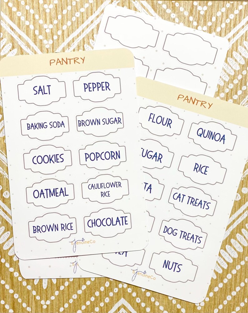 Bundle of 3 Pantry Label Sticker Sheets for Container Jar Kitchen ...