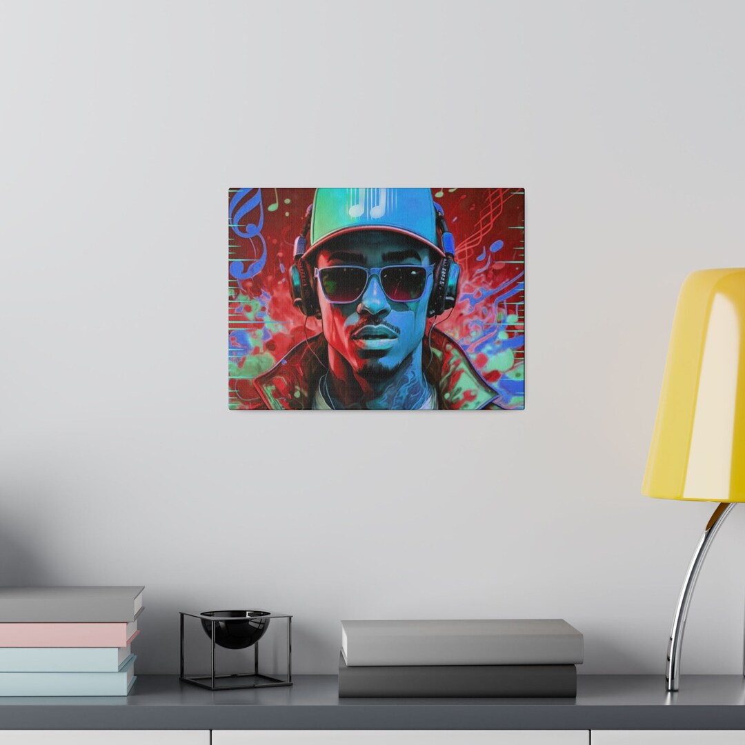 Vibrant Rapper Canvas, Hip Hop Mural, Rap, Urban Vibes Matte Canvas ...