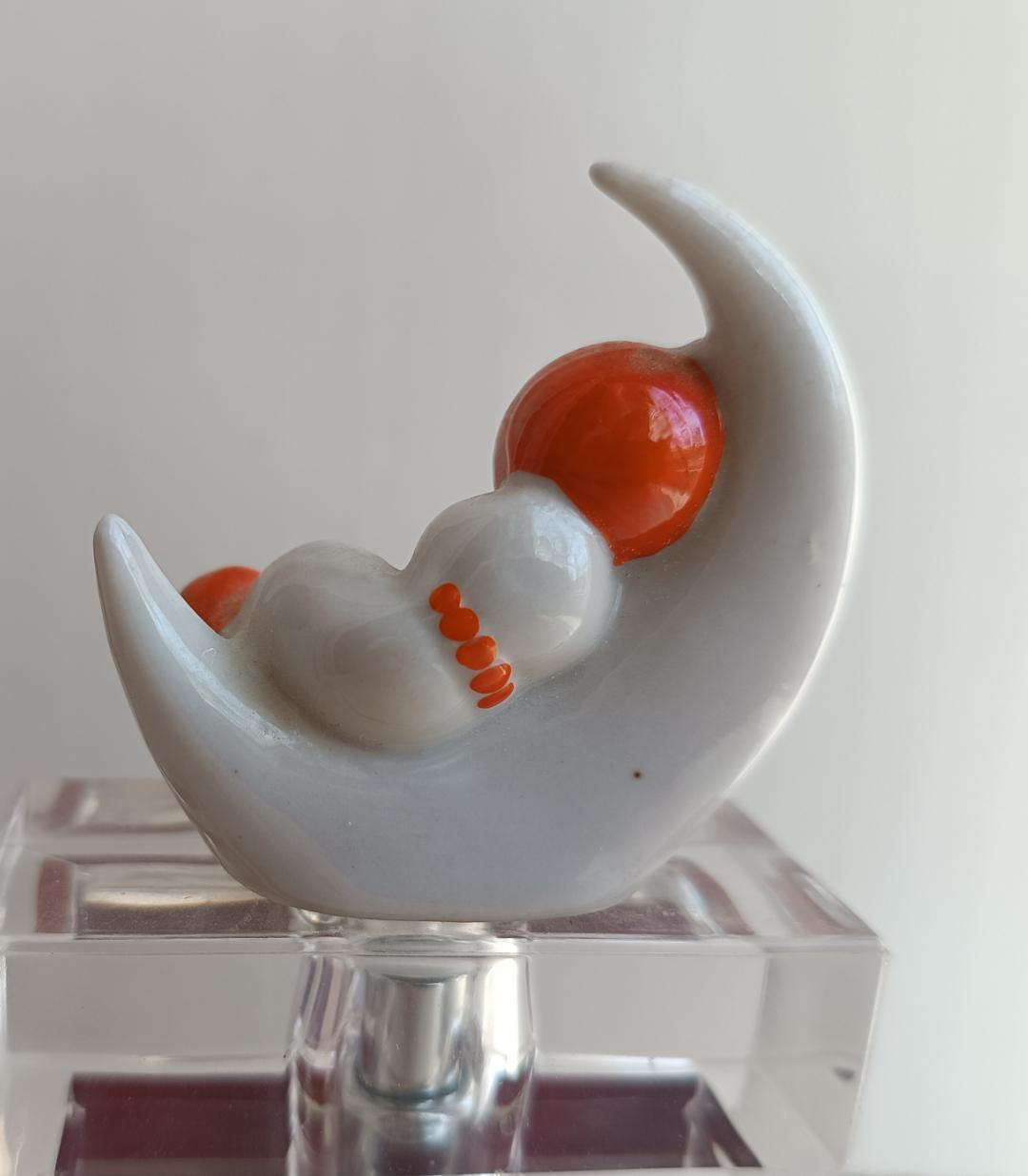 70s VERY RARE Vintage Porcelain Cosmonaut on the Moon Figurine ...