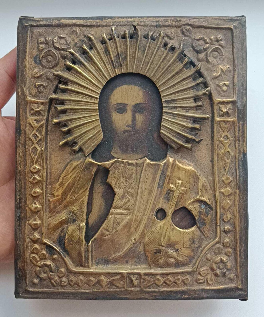 Jesus Christ Antique Orthodox Hand Painted Icon 19c in Brass Oklad - Etsy