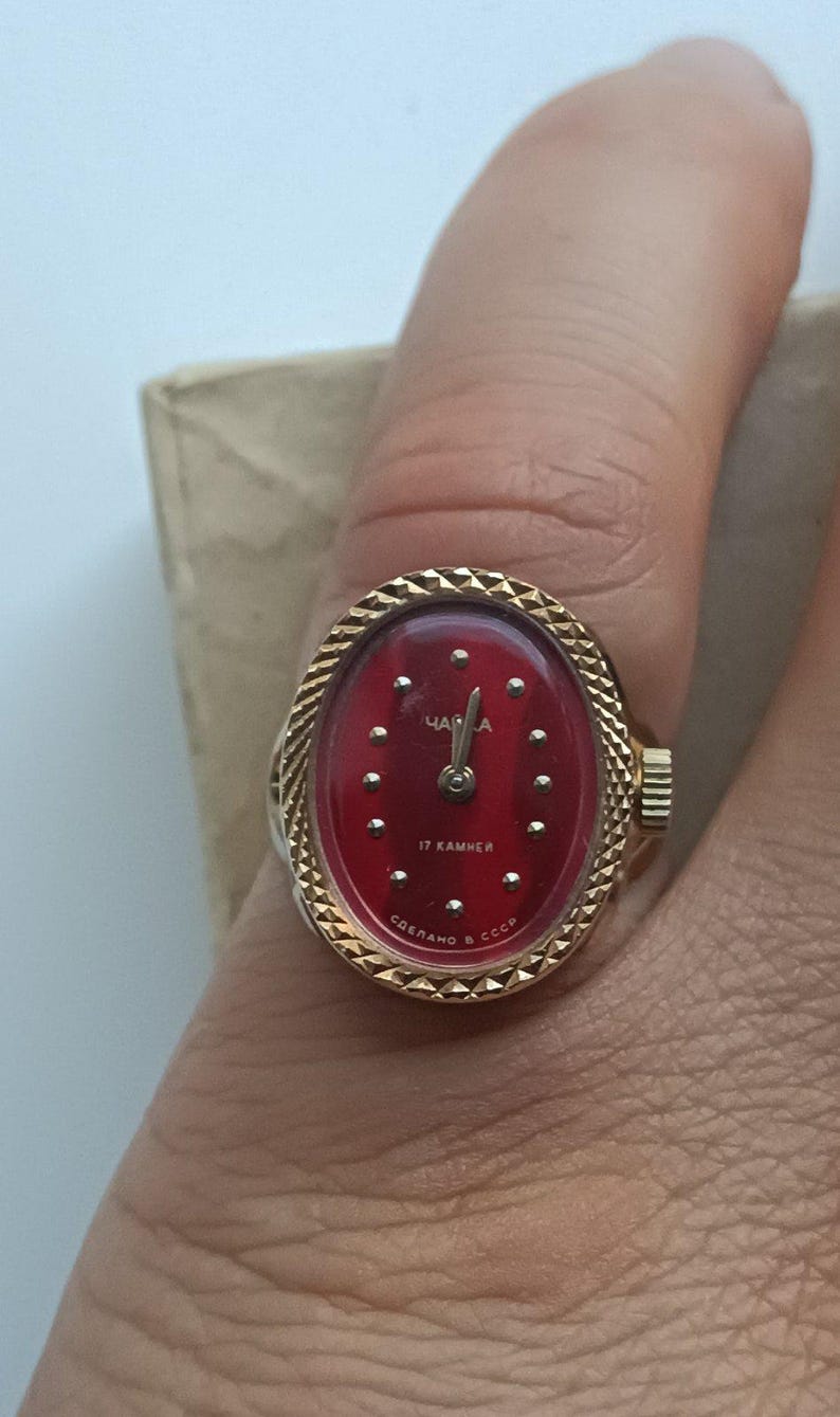 Absolutely New Woman's Ring Watch "chaika" / Gold Plated Watch for ...