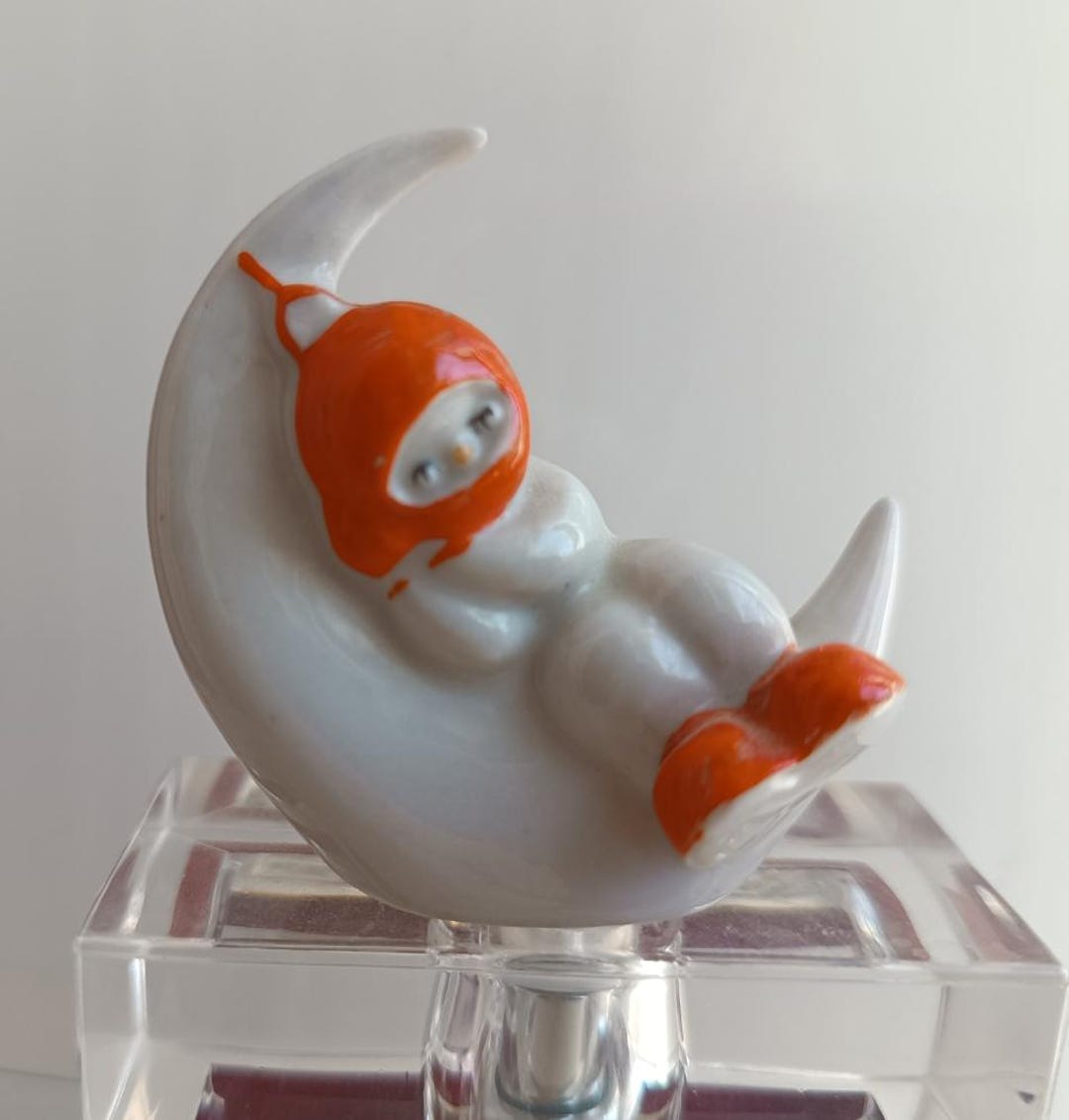 70s VERY RARE Vintage Porcelain Cosmonaut on the Moon Figurine ...
