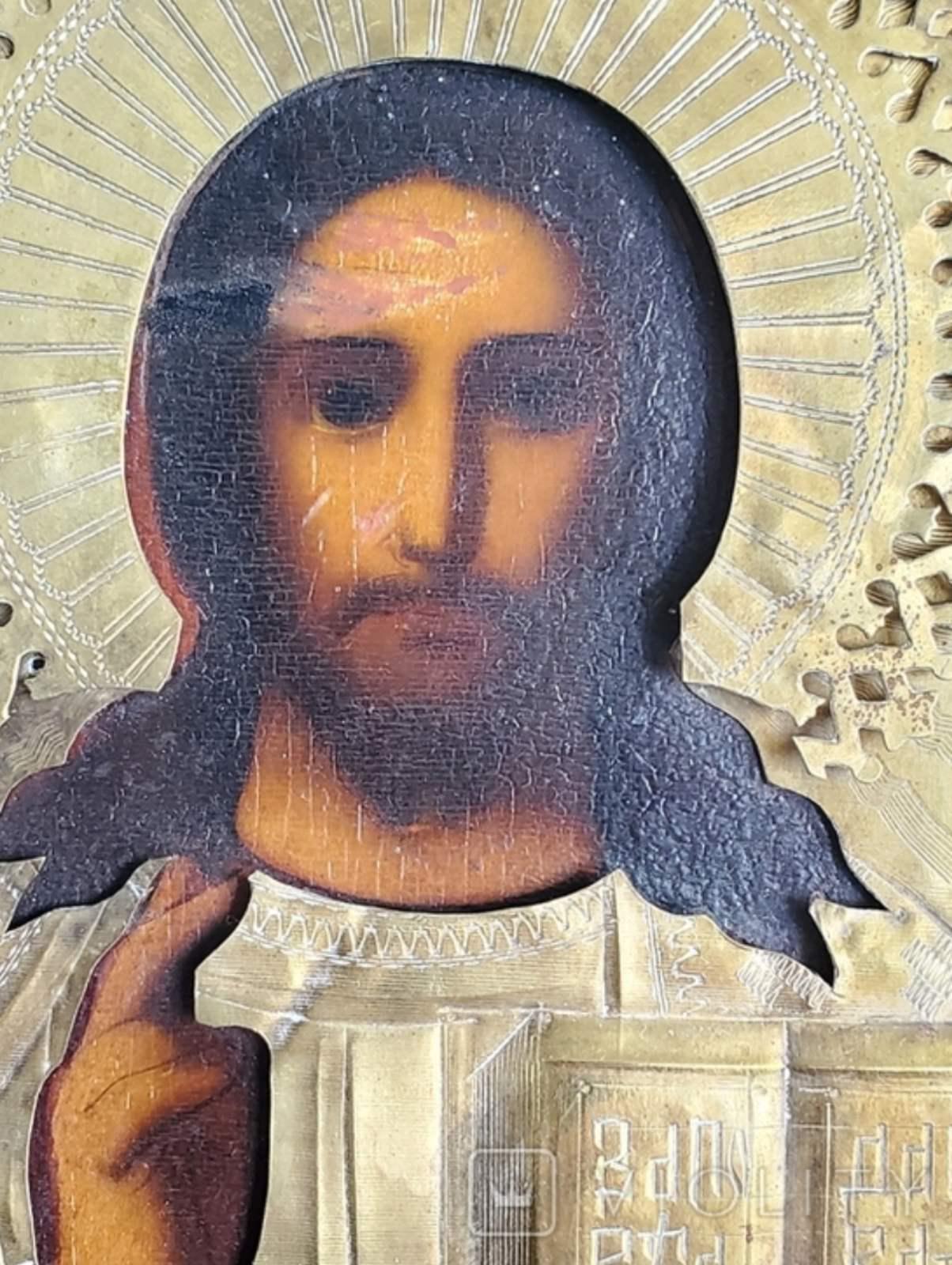Jesus Christ Antique Orthodox Hand Painted Icon 19c in Brass Oklad - Etsy