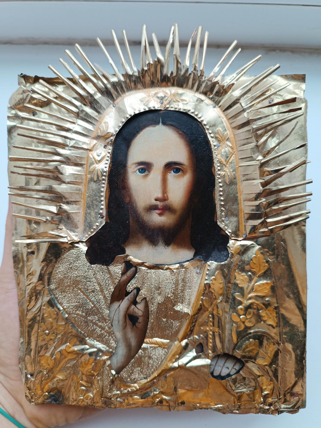 Jesus Christ Antique Russian Orthodox Hand Painted Icon 19c. / Russian ...