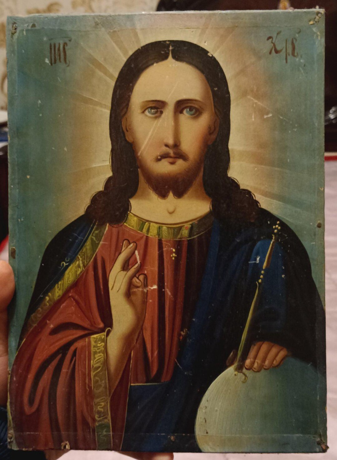 Jesus Christ Antique Russian Orthodox Hand Painted Icon 19c. / Russian ...