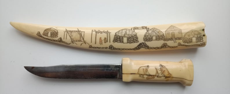 Midd. 20c. Yupik Eskimo Inuit Knife / Inuit's Scrimshaw. - Etsy
