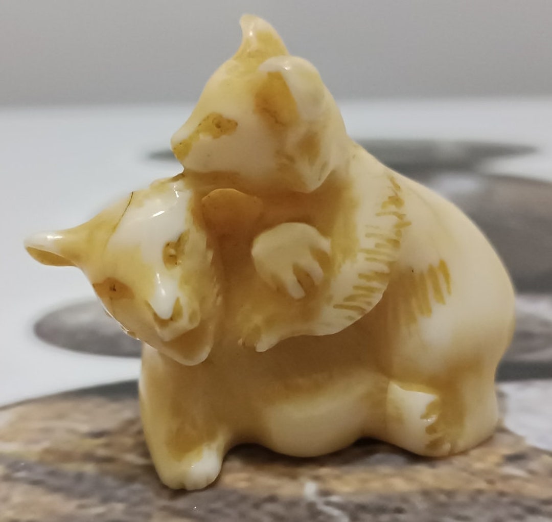 Midd. 20c. Yupik Eskimo Inuit Figurine "two Bears in Playing" - Inuit ...