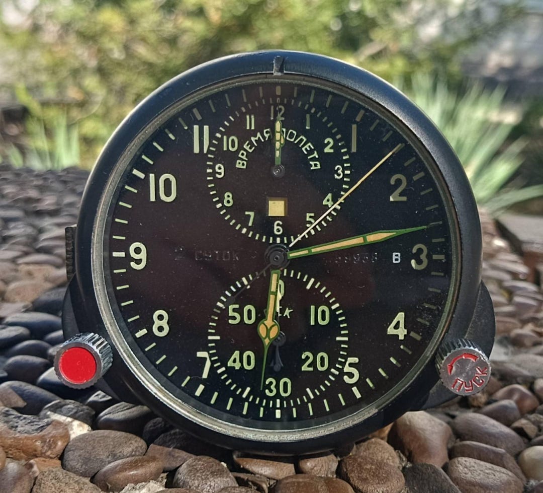 Rare Original Soviet Military Aviation Air Jet Clock ACHS-1 Watch ...