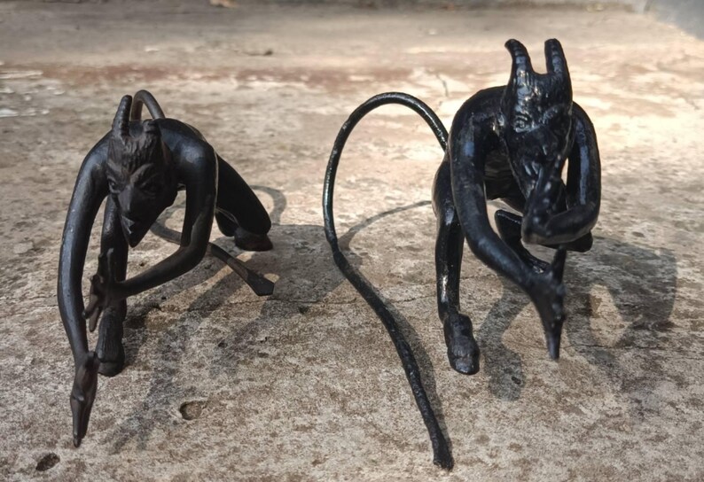 Soviet Big Vintage Cast Iron Two Figurines of Mephistopheles Devil ...