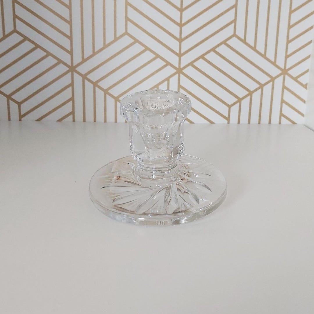 Vintage Bohemia Crystal Candle Holder / Czech Lead Crystal Pinwheel ...