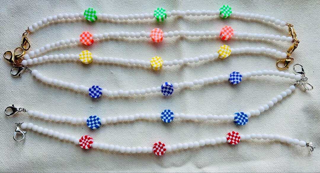Beaded Hat Chains- Checkered Beads- Colorful Beads- Trucker Hats ...