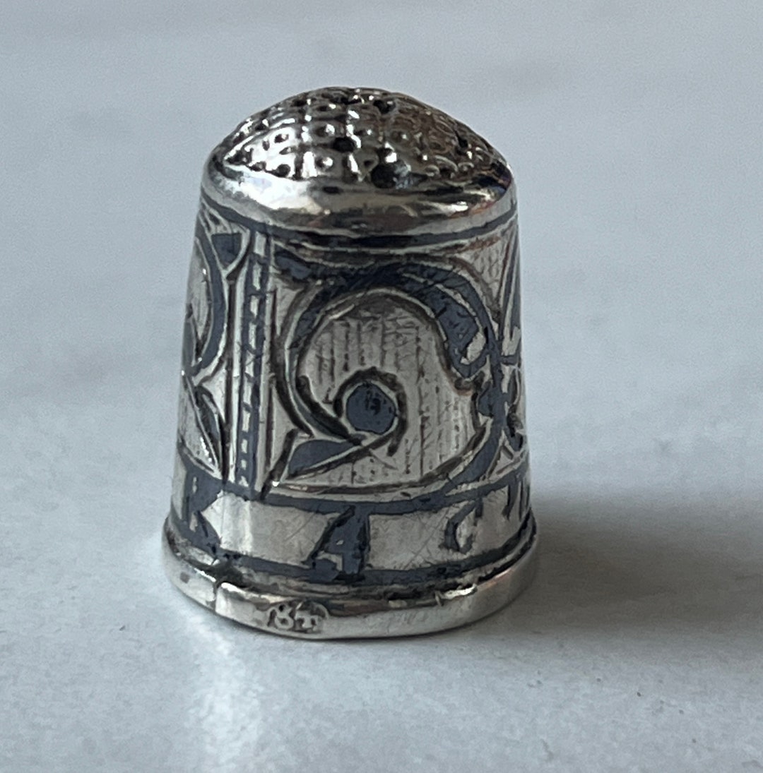 Antique Russian Silver 84 Thimble, Caucasus Niello - Etsy