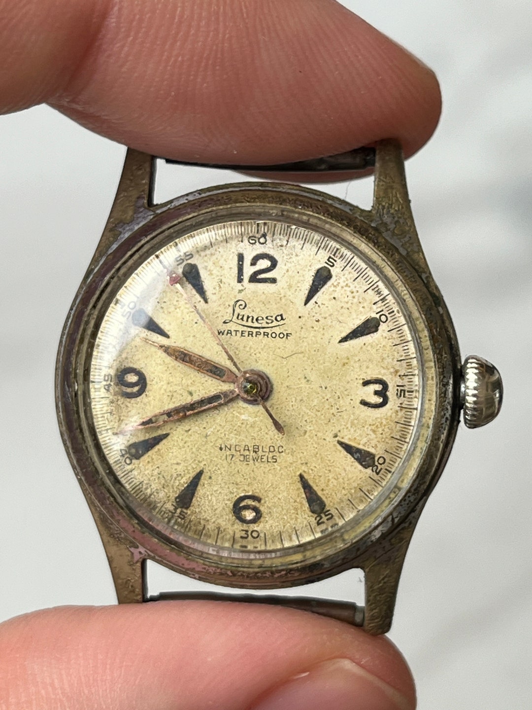 NOS Vintage Gents LUNESA Mechanical Watch Swiss Made 1940s Military ...