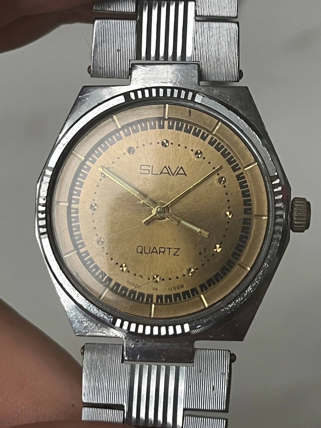 1980s Soviet Slava Quartz Dive Watch Steel Bracelet USSR CCCP Vintage ...