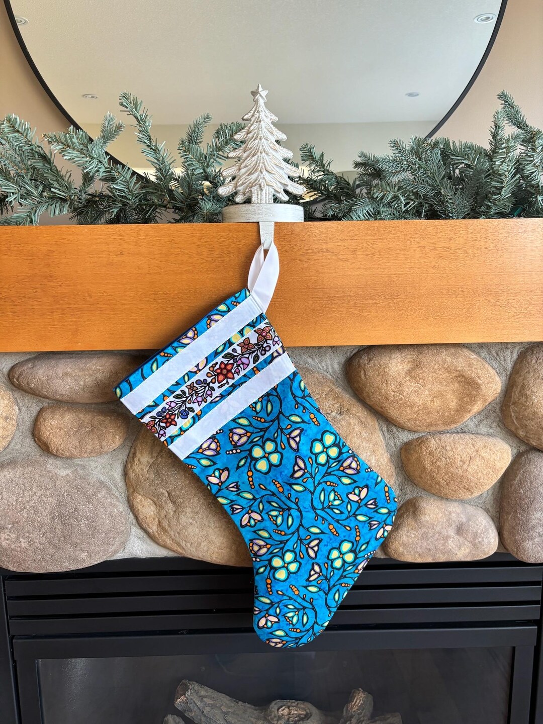 First Nations/indigenous/tribal/native Christmas Stocking Blue Woodland ...