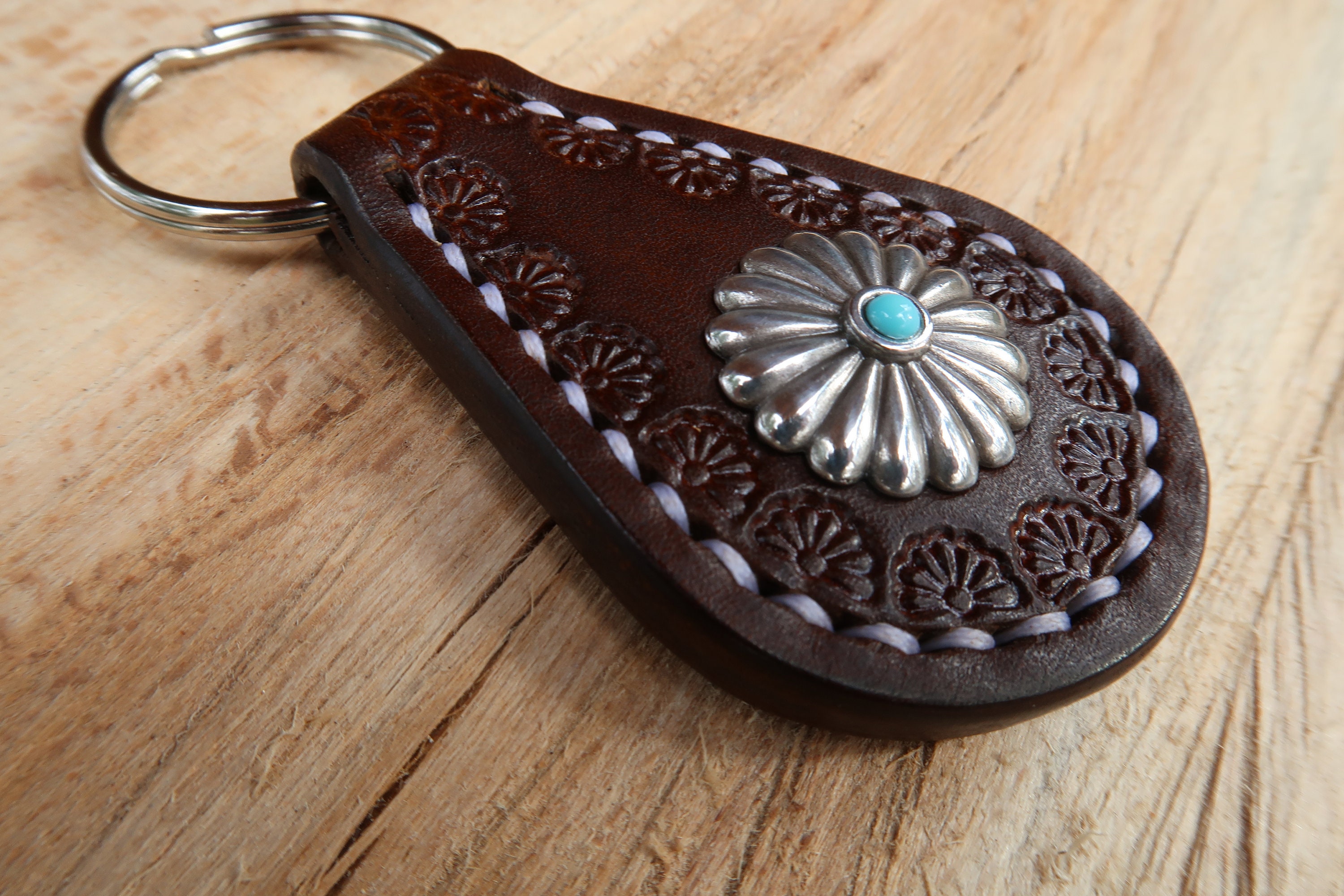 Leather Key Fob With Concho / Keychain - Etsy