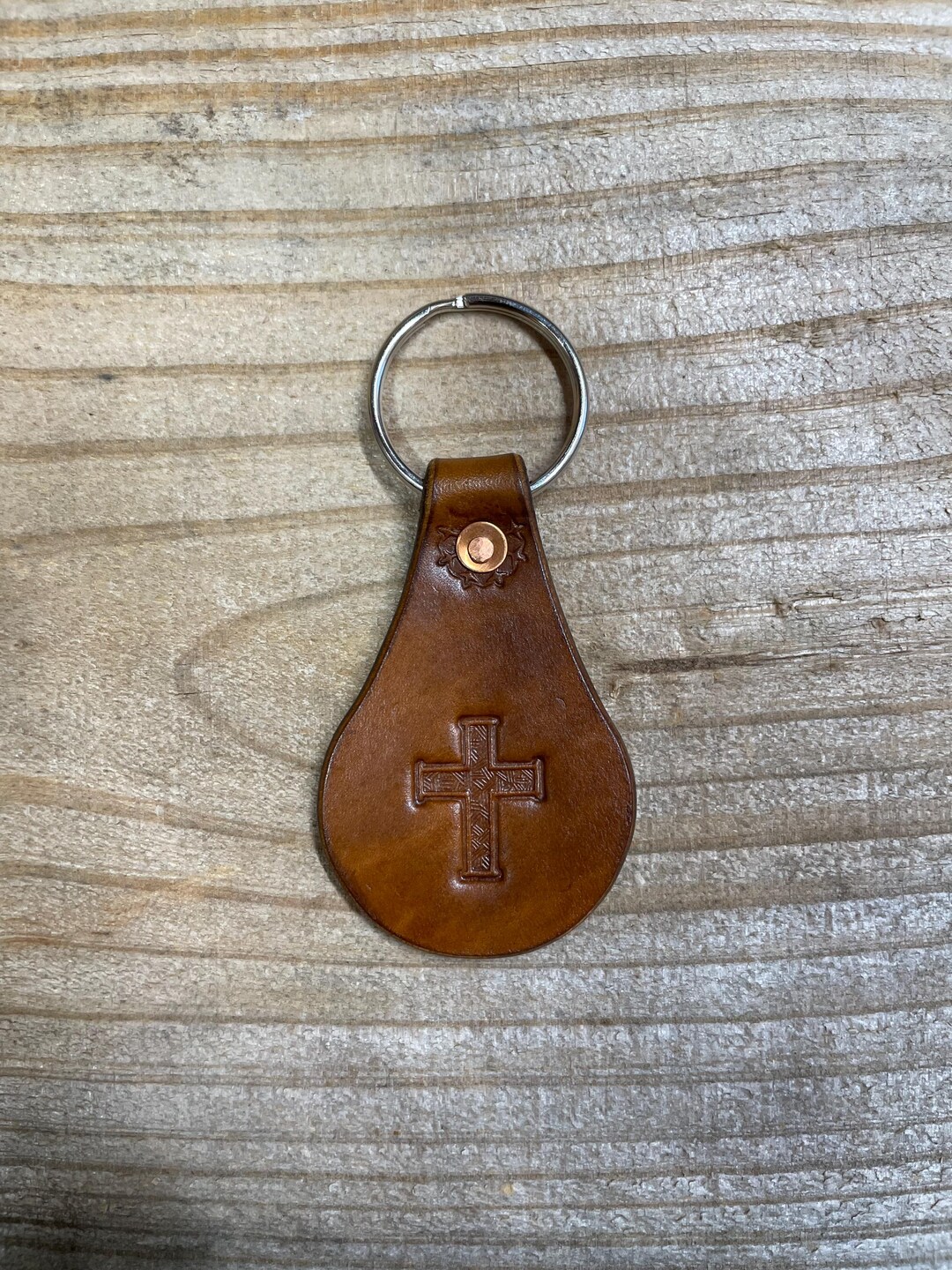 Leather Cross Keychain / Handcrafted / Full Grain Leather - Etsy