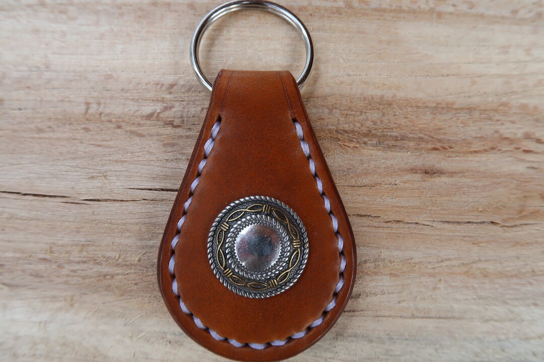 Leather Key Fob With Concho / Keychain / Vegetable Tanned Leather ...