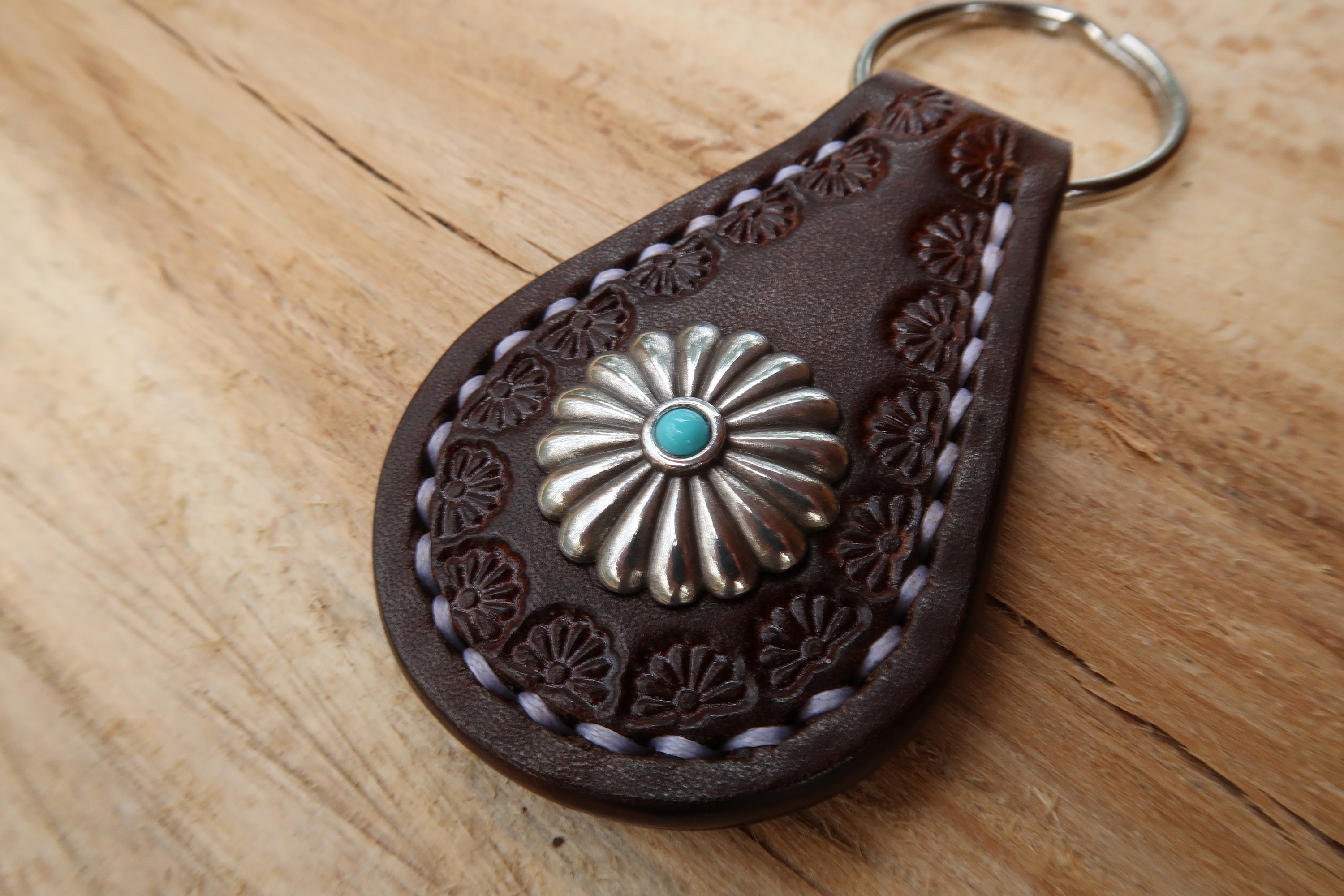 Leather Key Fob With Concho / Keychain - Etsy