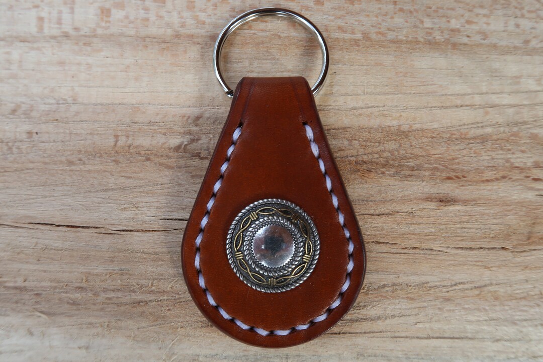 Leather Key Fob With Concho / Keychain / Vegetable Tanned Leather ...