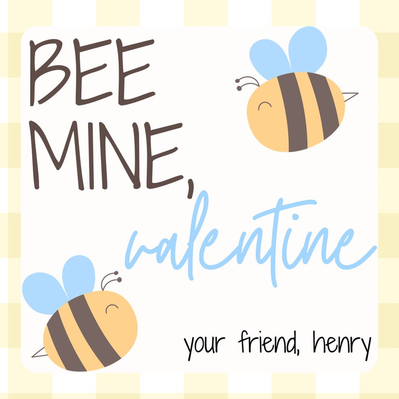Custom Valentine's Day Gift Tag - Bee Mine - Etsy