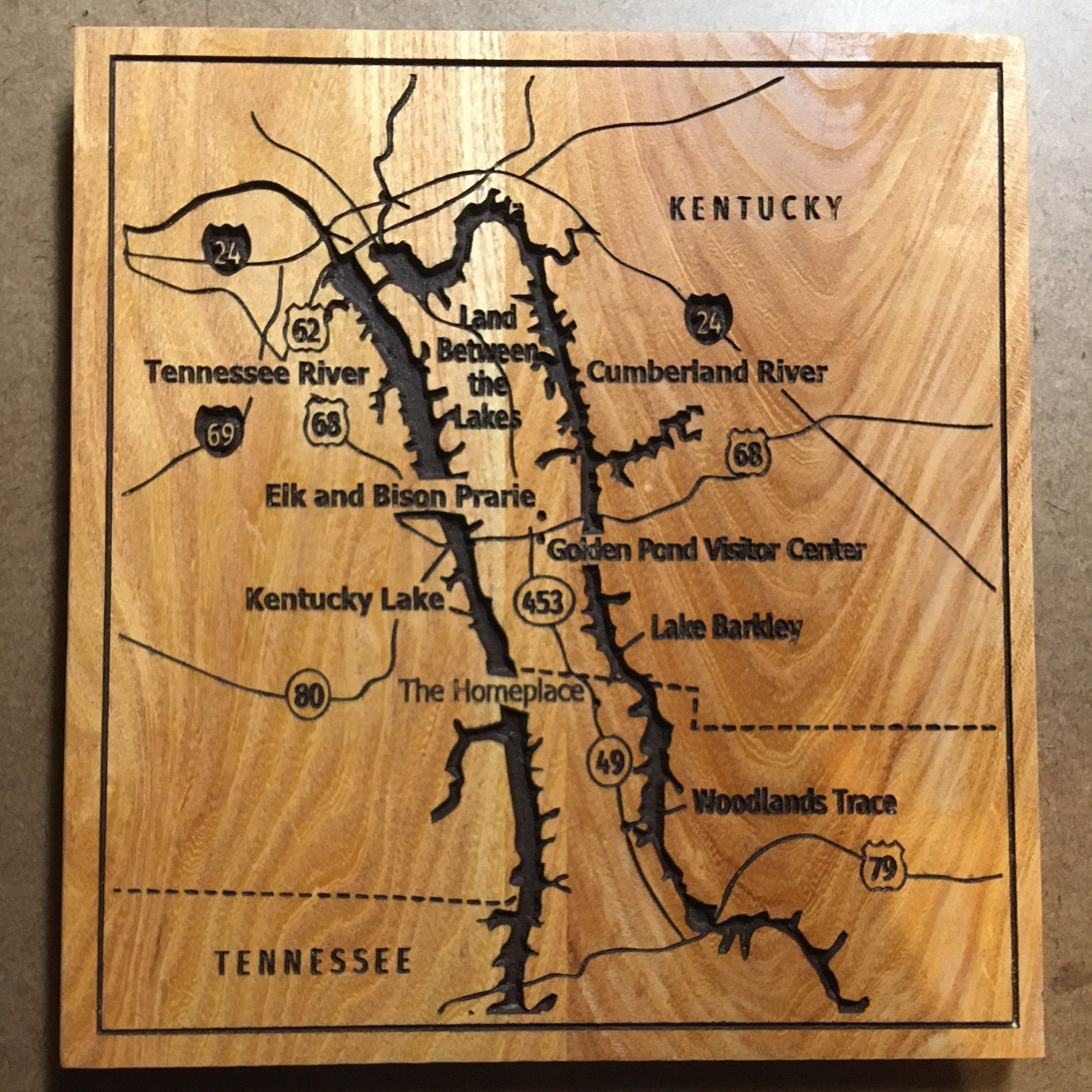 Land Between the Lakes (LBL) Carved Map - Etsy