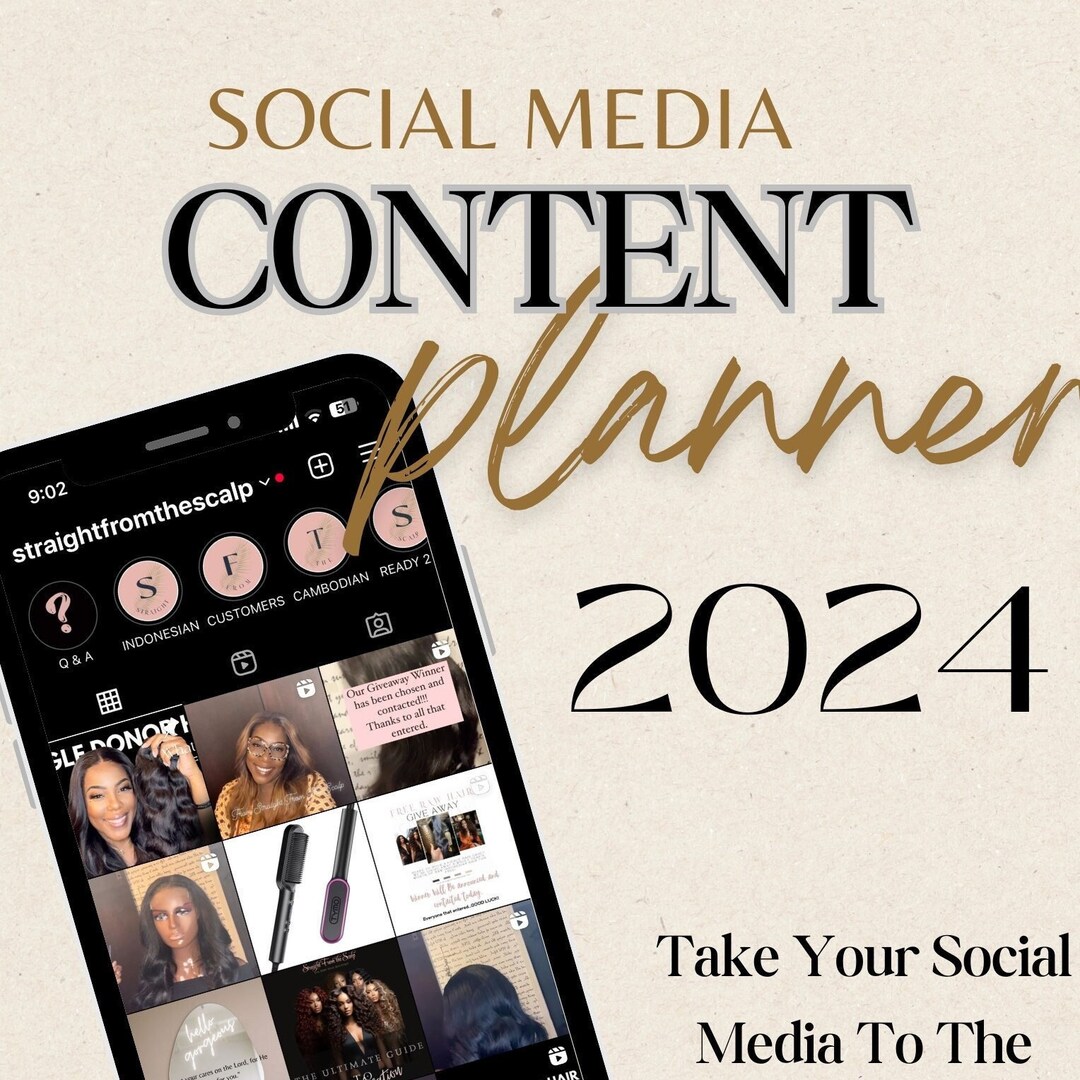 Social Media Content Planner 2024 Goodnote Hyperlinked Organizer ...