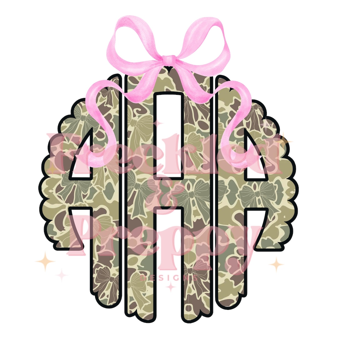 Preppy Camo Monogram Hidden Bow PNG - Etsy