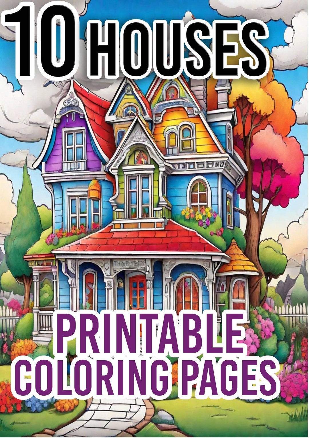 Coloring Pages for Children Houses, Single-family Houses, Gardens ...