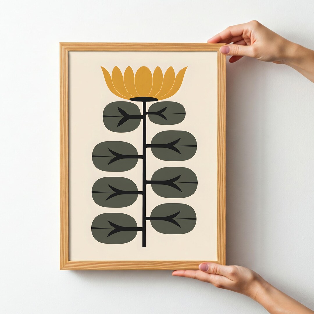 Vintage Retro Floral Print, Sunflower Poster, Abstract Eclectic ...