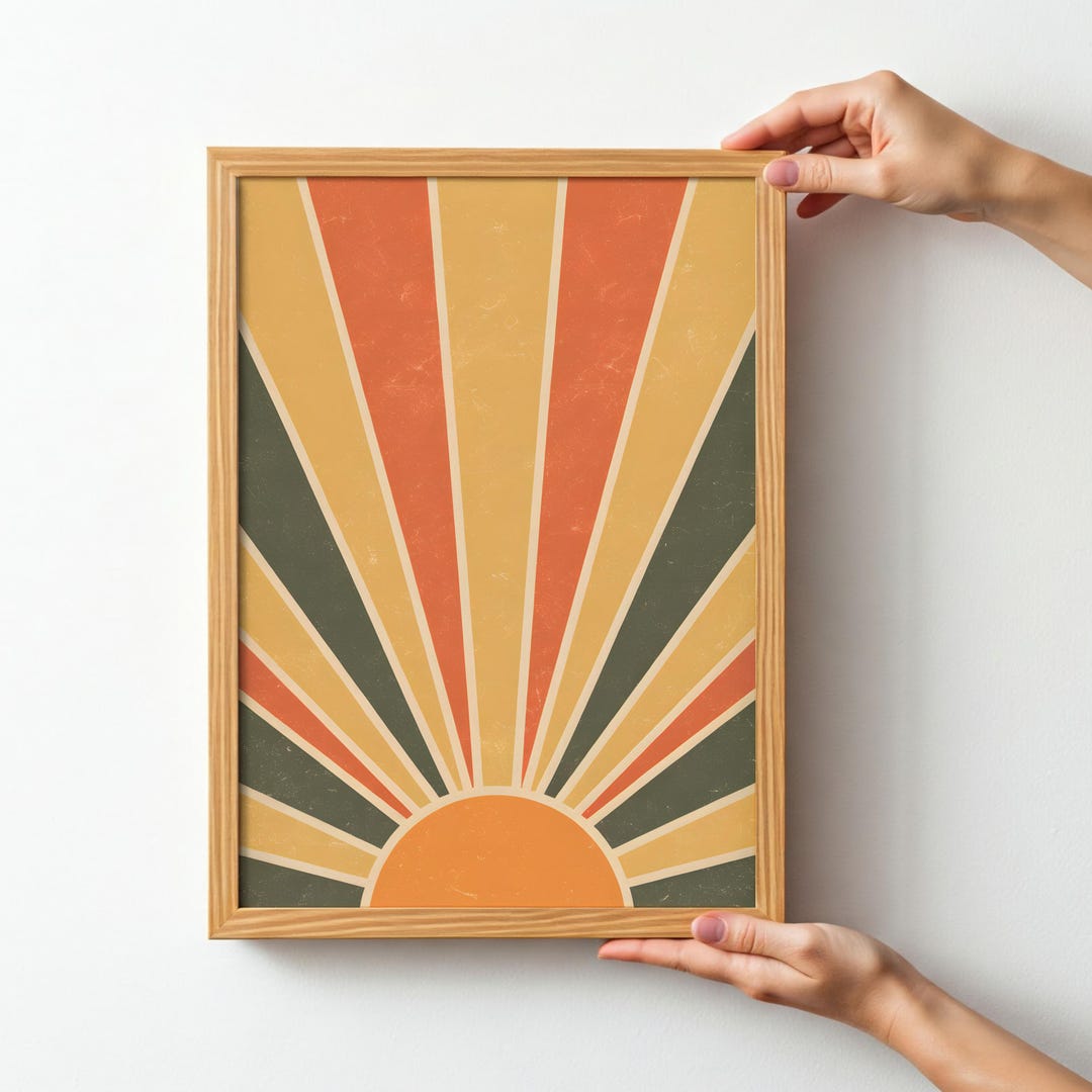 Abstract Sun With Sunshine Art Print, Digital Art Print, Vintage Sun ...