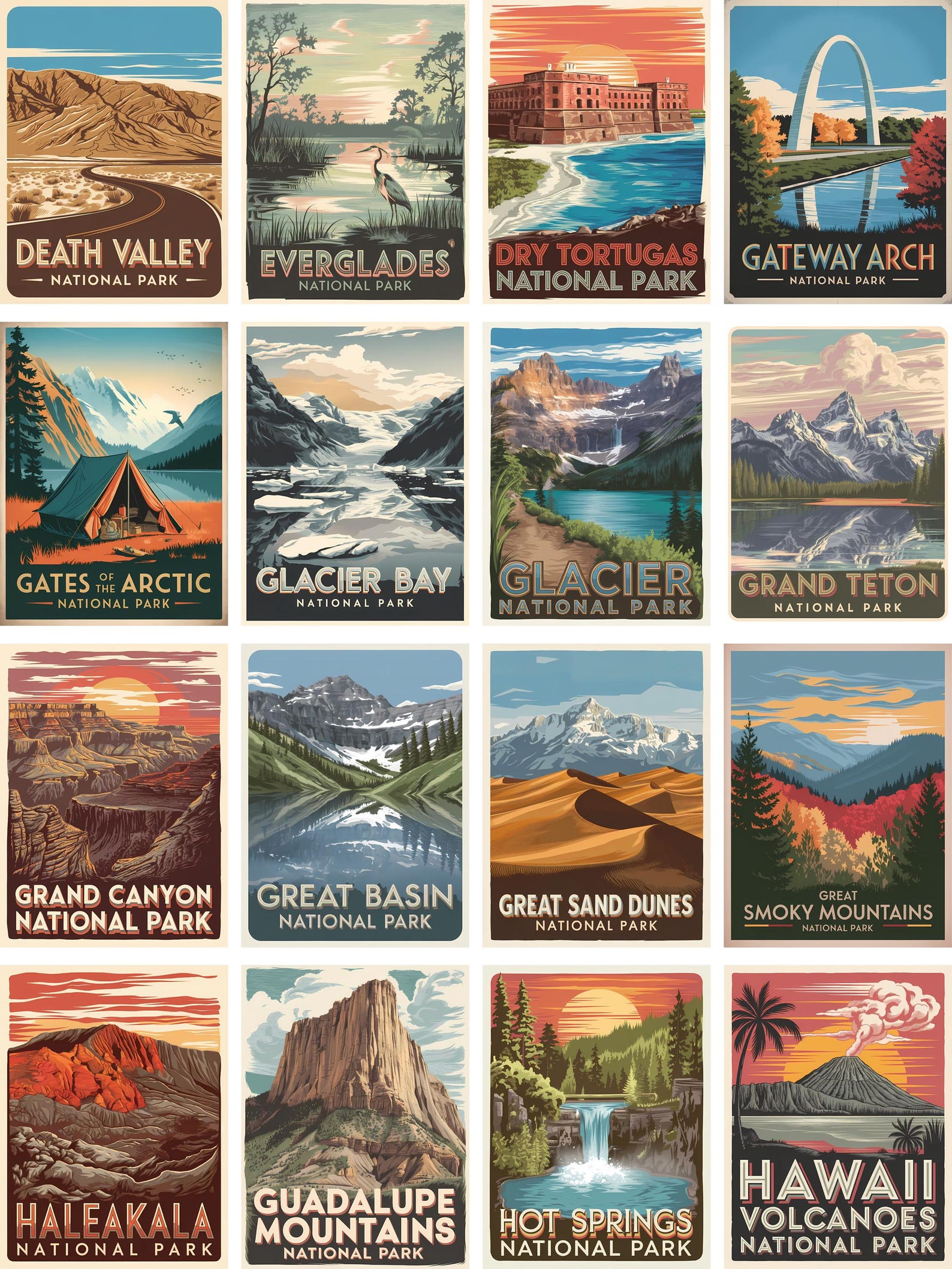 All Set of 63 US National Park Travel Posters, Digital Download, Wall ...