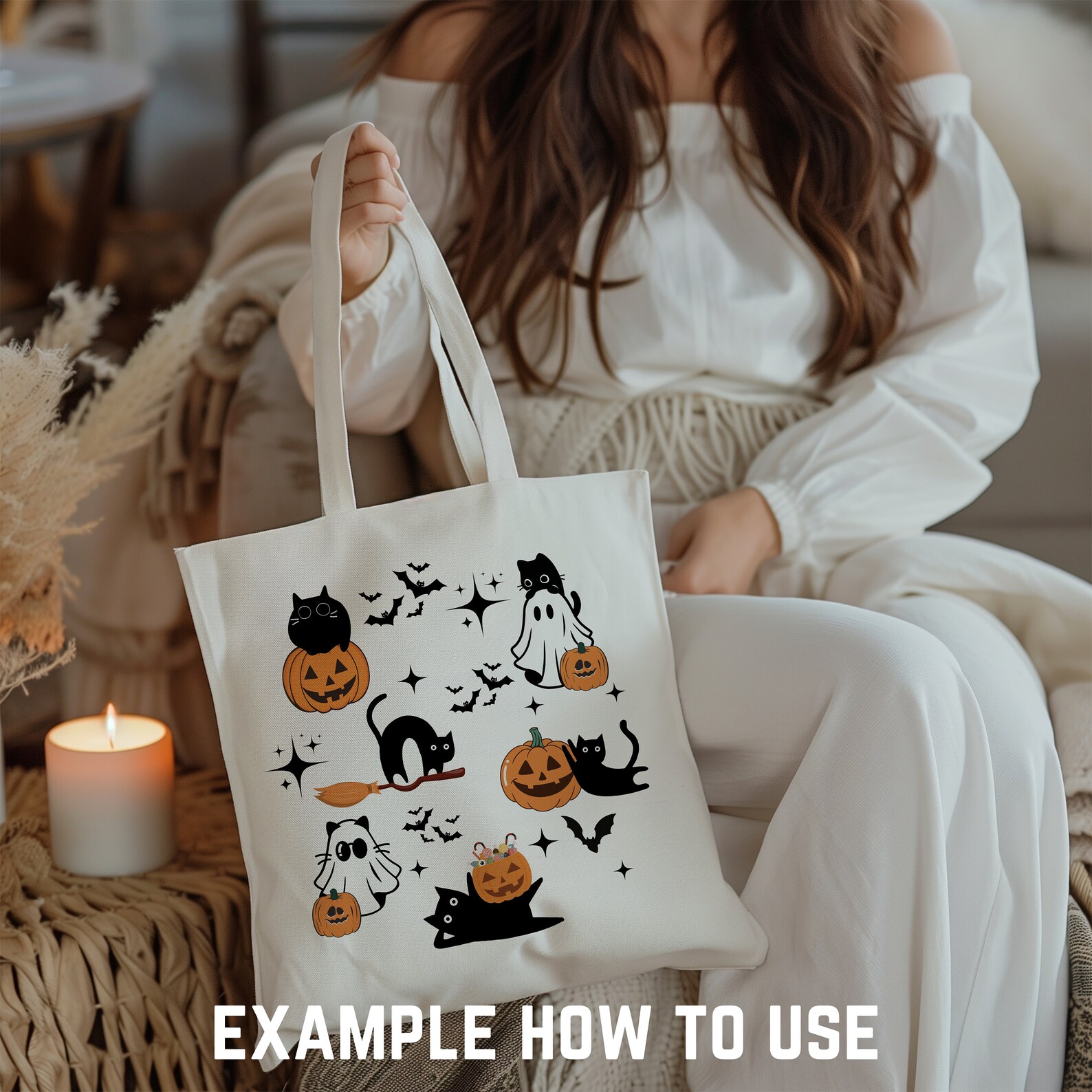 Halloween Digital Design PNG, Cute Halloween Boo Cat, Autumn ...